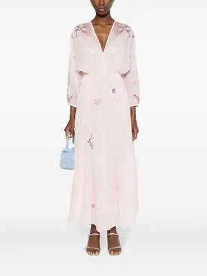FORTE_FORTE Embroidered V-neck Maxi Dress
