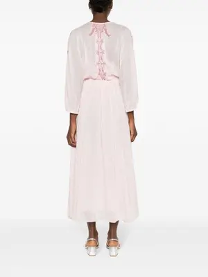 FORTE_FORTE Embroidered V-neck Maxi Dress