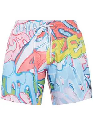 Philipp Plein Graffiti-print Swim Shorts - Pink