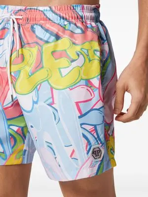 Philipp Plein Graffiti-print Swim Shorts