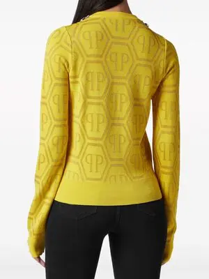 Philipp Plein Monogram Crystal-embellished Jumper - Yellow