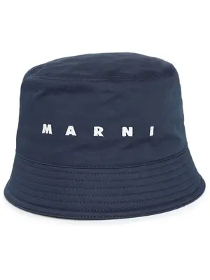 Marni Logo-embroidered Bucket Hat - Blue
