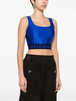 Just Cavalli Logo-underband Crop Top - Blue