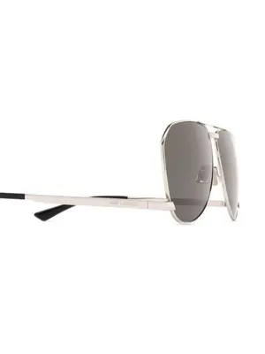 Saint Laurent Logo-engraved Pilot Sunglasses - Silver
