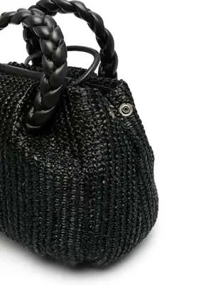 Hereu Trapeze Raffia Tote Bag - Black