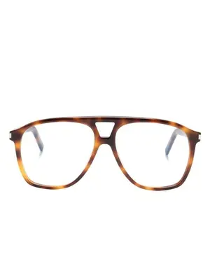 Saint Laurent Pilot-frame Glasses - Brown