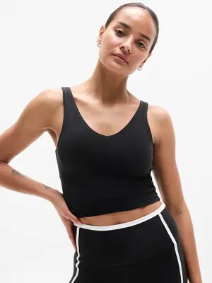 Athleta Transcend V-neck Crop Sports Bra A-c - Black