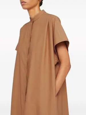 JIL SANDER Collarless Belted Shirt Dress - Brown