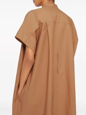 JIL SANDER Collarless Belted Shirt Dress - Brown