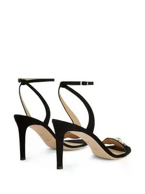 GIUSEPPE ZANOTTI 85mm Thais Crystal-embellished Suede Sandals - Black