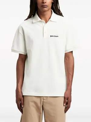 Palm Angels Logo-print Cotton Polo Shirt - White