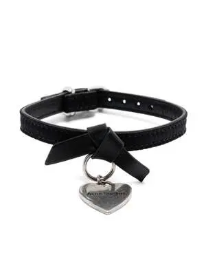 Acne Studios Heart-charm Leather Bracelet - Black