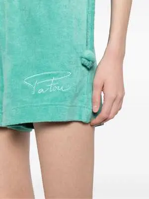 PATOU Logo-embroidered Terry Shorts - Green