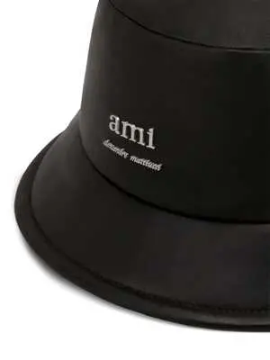 AMI Paris Logo-plaque Leather Bucket Hat