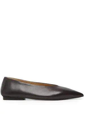 Marsèll Ago Pointed-toe Leather Flat Pumps - Brown