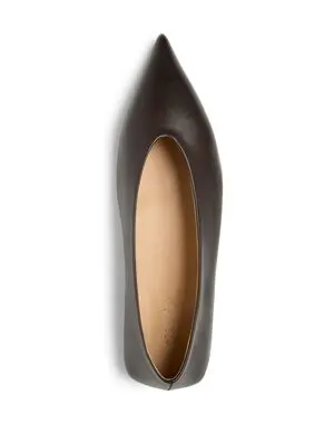 Marsèll Ago Pointed-toe Leather Flat Pumps - Brown