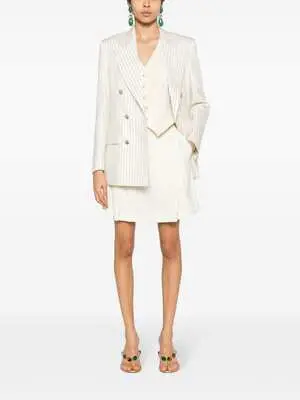 TOM FORD Striped Double-breasted Twill Blazer - Neutrals