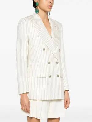 TOM FORD Striped Double-breasted Twill Blazer - Neutrals