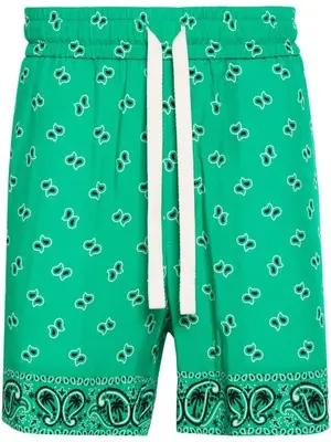 Palm Angels Paisley-print Deck Shorts - Green