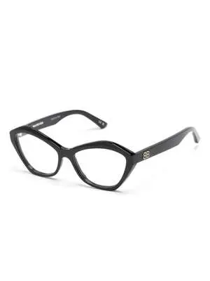 Balenciaga Logo-plaque Cat-eye Glasses - Black