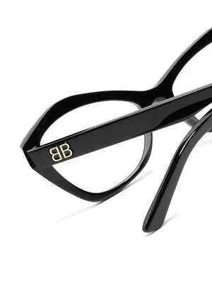Balenciaga Logo-plaque Cat-eye Glasses - Black
