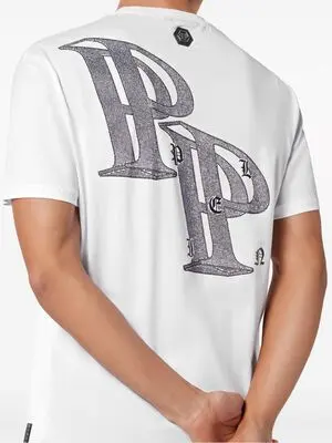 Philipp Plein Rhinestone-embellished Cotton T-shirt - White