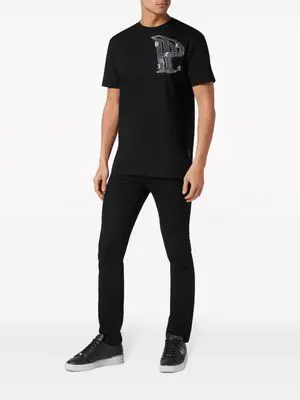 Philipp Plein Rhinestone-embellished Cotton T-shirt - Black