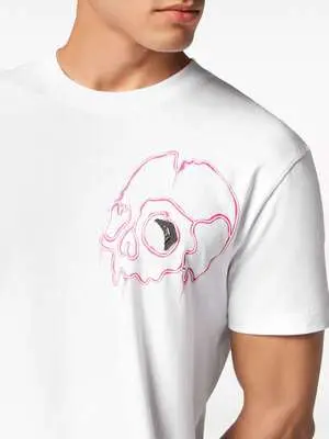 Philipp Plein Dripping Skull Cotton T-shirt - White