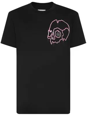 Philipp Plein Dripping Skull Cotton T-shirt - Black