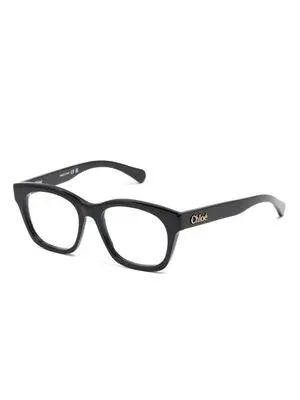 Chloé Logo-embossed Square-frame Glasses - Black