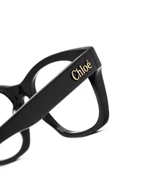 Chloé Logo-embossed Square-frame Glasses - Black