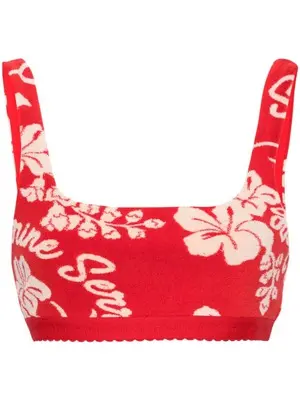 MARINE SERRE Floral-jacquard Towel Bralette