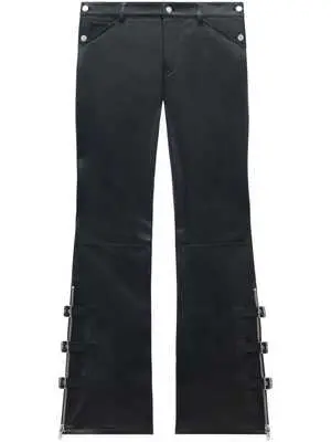 COURREGES Buckle-detailed Flared Leather Trousers - Black