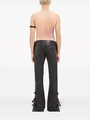 COURREGES Buckle-detailed Flared Leather Trousers