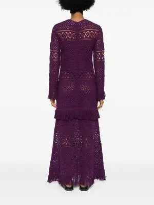La DoubleJ Lacey Swing Macramé Dress - Purple