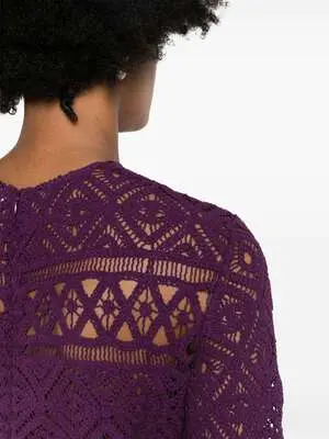 La DoubleJ Lacey Swing Macramé Dress - Purple