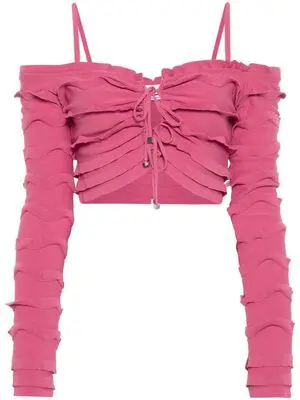 Blumarine Ruffled Cropped Cardigan - Pink