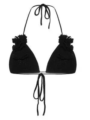 SELF-PORTRAIT Crochet-knit Bikini Top - Black