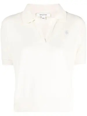 SPORTY & RICH Sporty & Rich V-Neck Polo Top