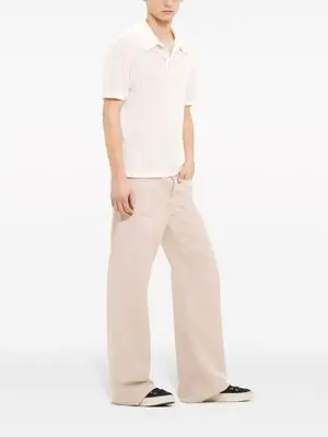 COURREGES Ac Logo-appliqué Mesh Polo Shirt - Neutrals