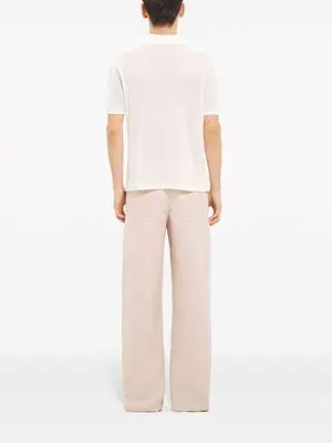 COURREGES Ac Logo-appliqué Mesh Polo Shirt - Neutrals