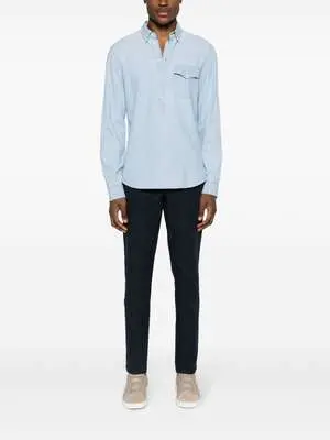 BOSS Tapered-leg Cotton-blend Trousers - Blue