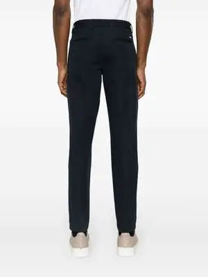 BOSS Tapered-leg Cotton-blend Trousers - Blue