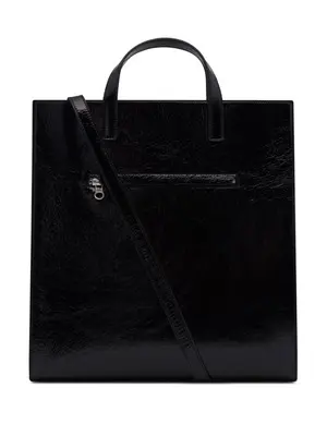 COURREGES Heritage Leather Tote Bag - Black