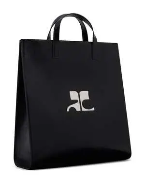 COURREGES Heritage Leather Tote Bag - Black