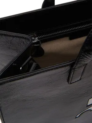 COURREGES Heritage Leather Tote Bag - Black