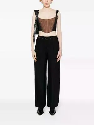 MUGLER Denim Cropped Corset - Black