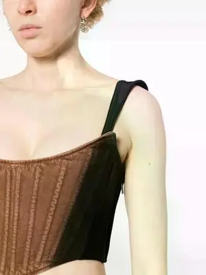 MUGLER Denim Cropped Corset - Black
