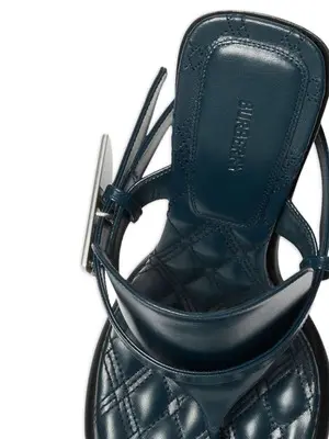 Burberry Leather Bay High Heel Sandals - Blue