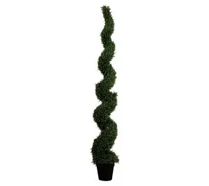 NEARLY NATURAL 8' Faux Rosemary Leaf Spiral Tre E Uv - One-color